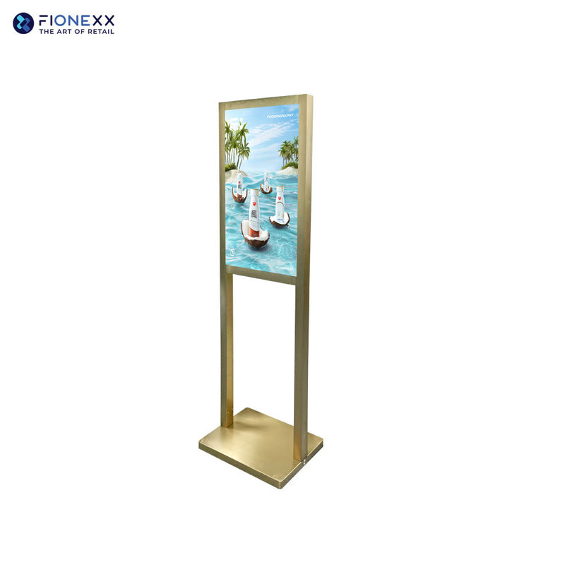 Customized Gloden 32" H Type Freestanding Indoor Digital Display Totem