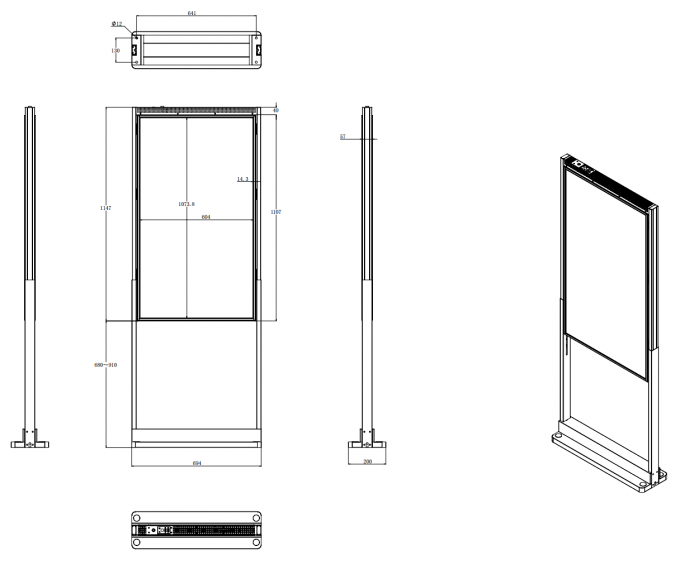 Thickness 57mm LCD Window Displays Double Sided Digital Signage 49inch